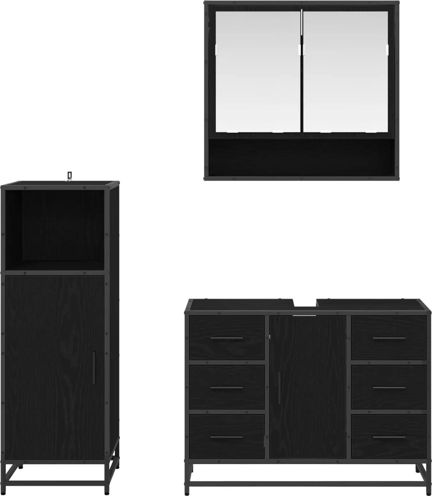 Sada koupelnového nábytku 3 ks Černý dub 80 x 33 x 60 cm 3402380