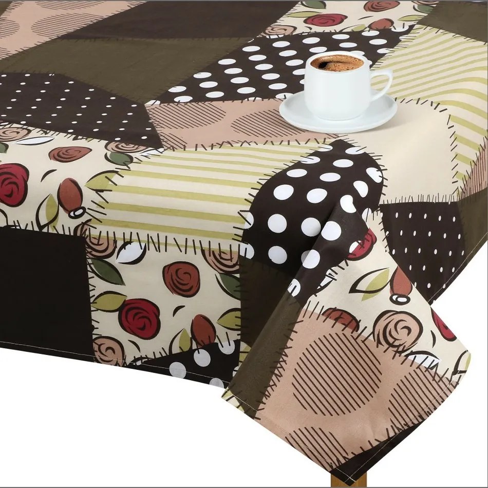 Bellatex Ubrus GITA Hnědý patchwork