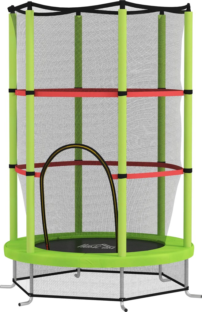 HOMCOM Dětská trampolína Ø140x190 cm pro děti 3-6 let se bezpečnostní sítí, 45 kg nosnost, interiérová zelená