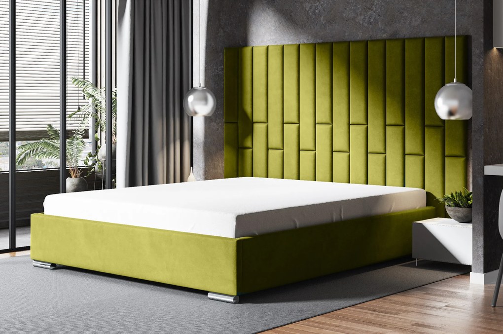 Eka Čalouněná postel LANA 90 x 200 cm Barva látky Trinity: (2321) Světlá zelená, Úložný prostor: S dřevěným rámem úložného prostoru