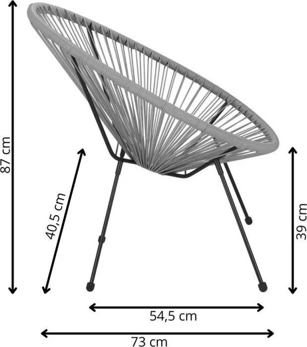 Ratanové zahradní křeslo SPRINGOS LOA GF0086 šedé