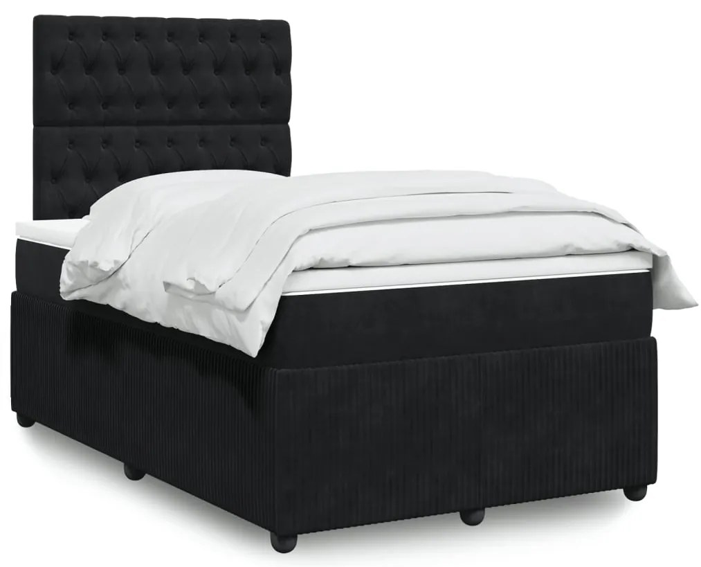 Box spring postel s matrací černá 120 x 200 cm samet