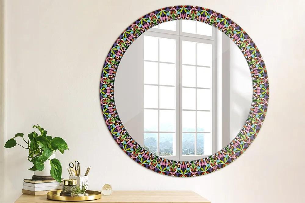 Kulaté dekorativní zrcadlo Psychedelický vzorec mandaly fi 80 cm