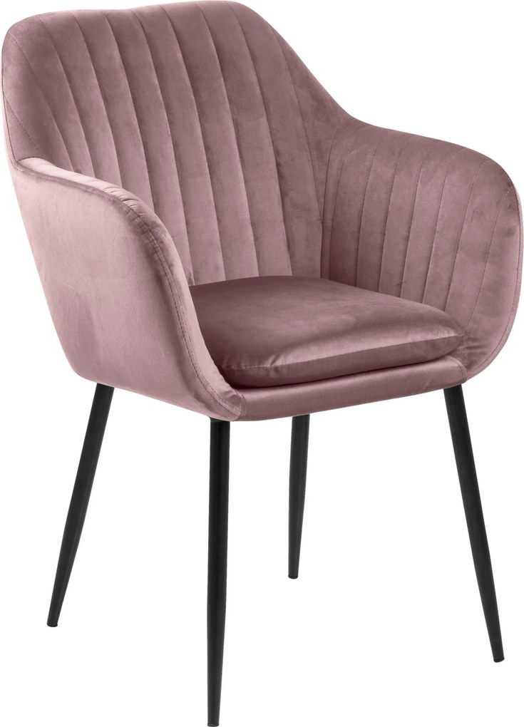 XXXLutz ŽIDLE S PODRUČKAMI, velur, černá, starorůžová Ambia Home - Jídelní židle - 001749062118