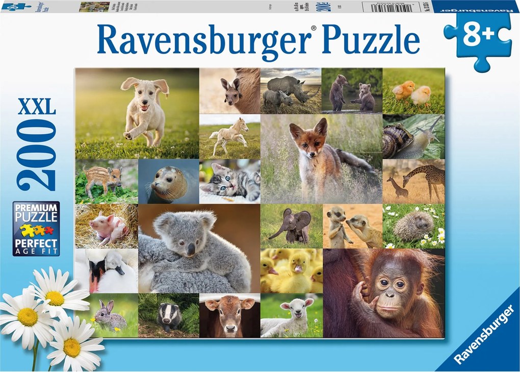 Puzzle ravensburger puzzle 133536 koláž zvířecích mláďat 200 dílků