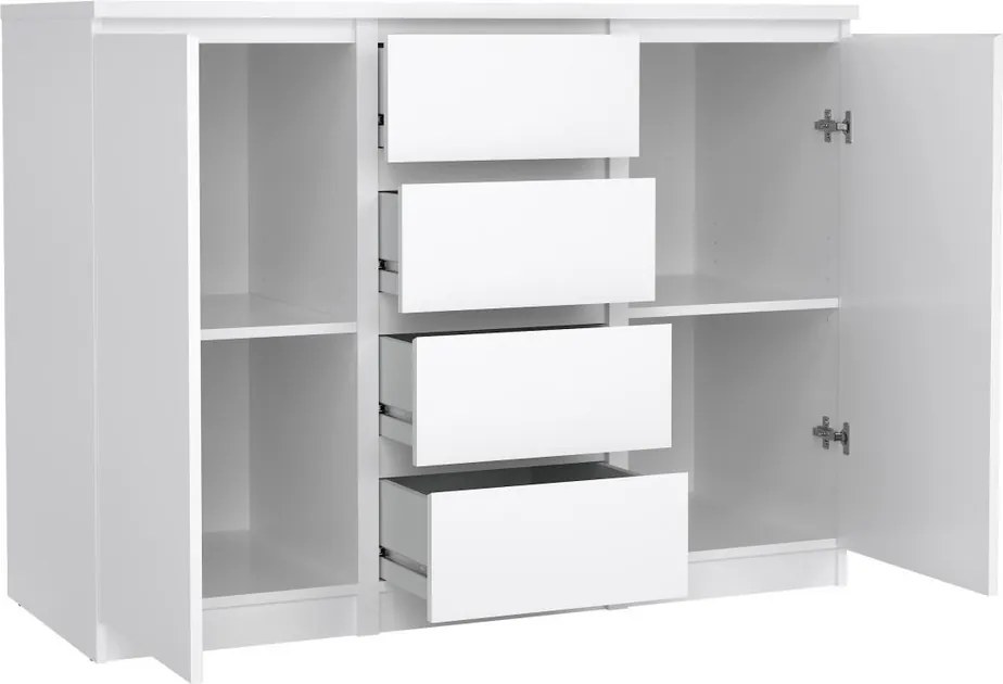 Komoda Simplicity 121 x 50 x 91 cm, bílý lesk