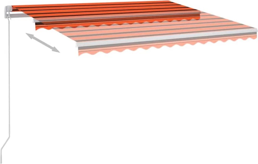 Ručně zatahovací markýza s LED světlem 350x250 cm oranžovohnědá 3068885