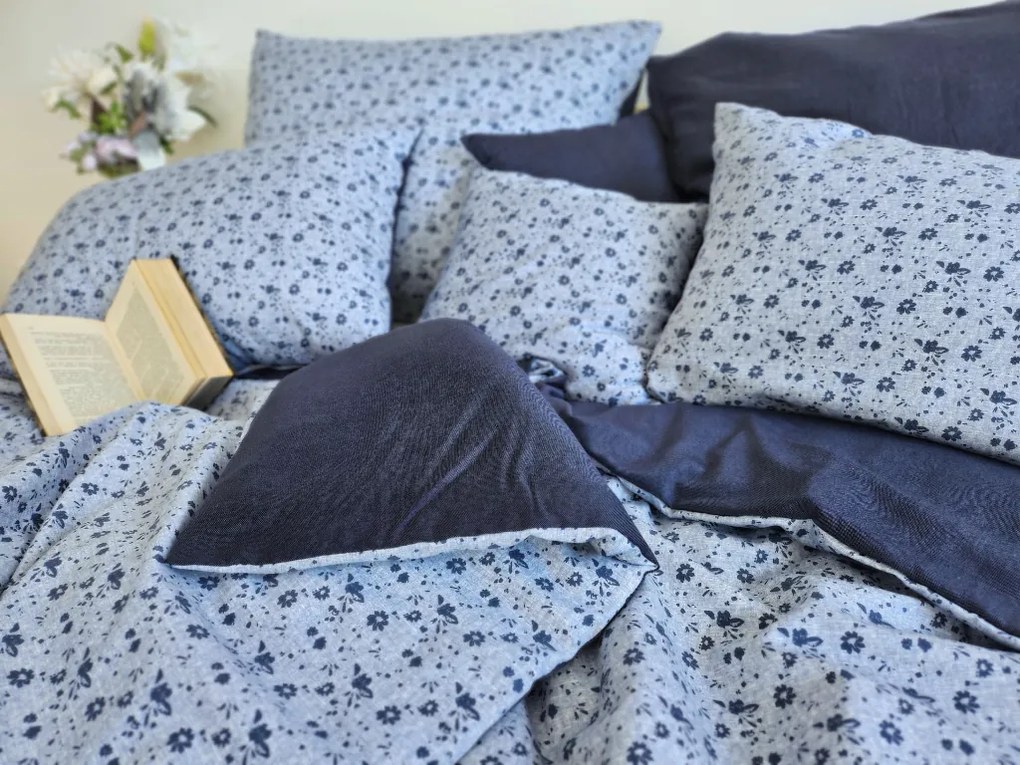 Nelly bavlněné povlečení PRÉMIUM květ/modrá 140x200cm