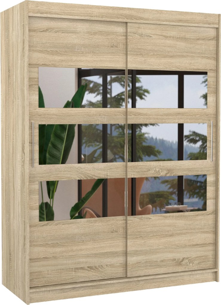 ADRK Furniture Skříň posuvná se zrcadlem FLORENTO 150 ADRK-SW-FLO-S-150