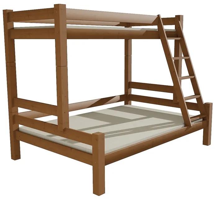 Vomaks Patrová postel s rozšířeným spodním lůžkem 8X8 6A 90/160 x 200 cm moření olše