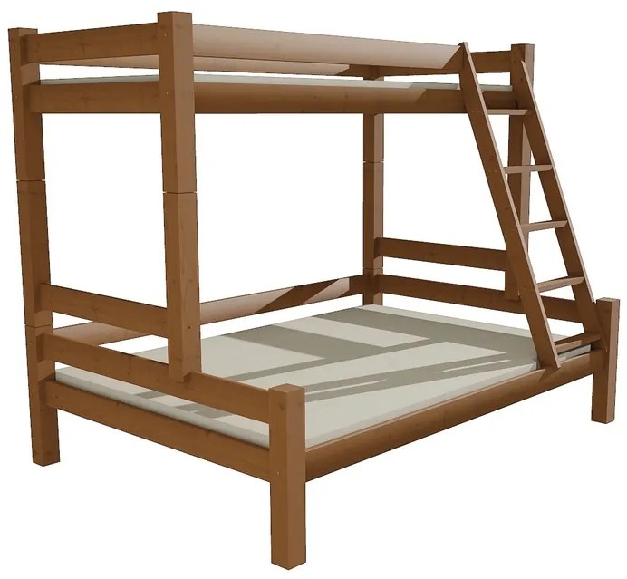 Vomaks Patrová postel s rozšířeným spodním lůžkem 8X8 6A moření ořech 100/140 x 200 cm