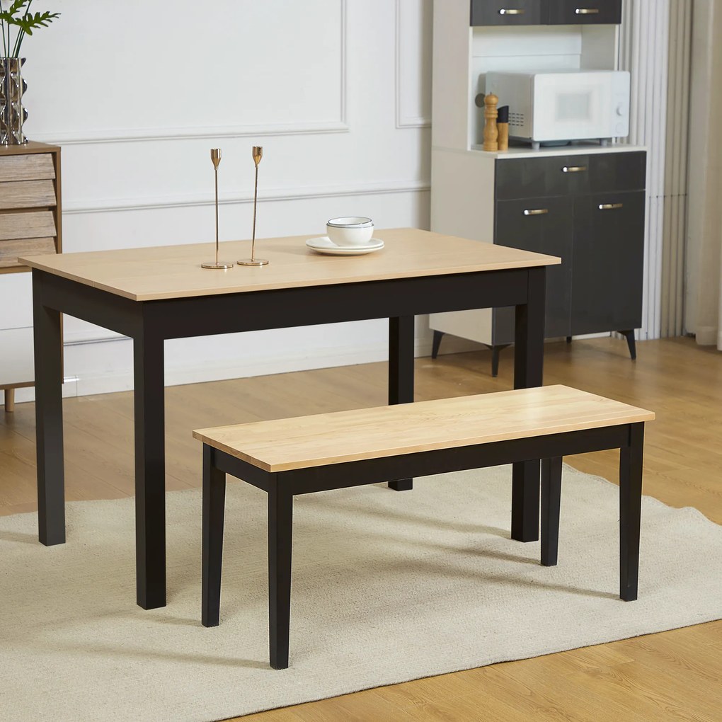HOMCOM 2místná jídelní lavice z borovicového dřeva, kuchyňská lavice do obývacího pokoje do 220 kg, přírodní, 102x36x45cm, robustní a stylová