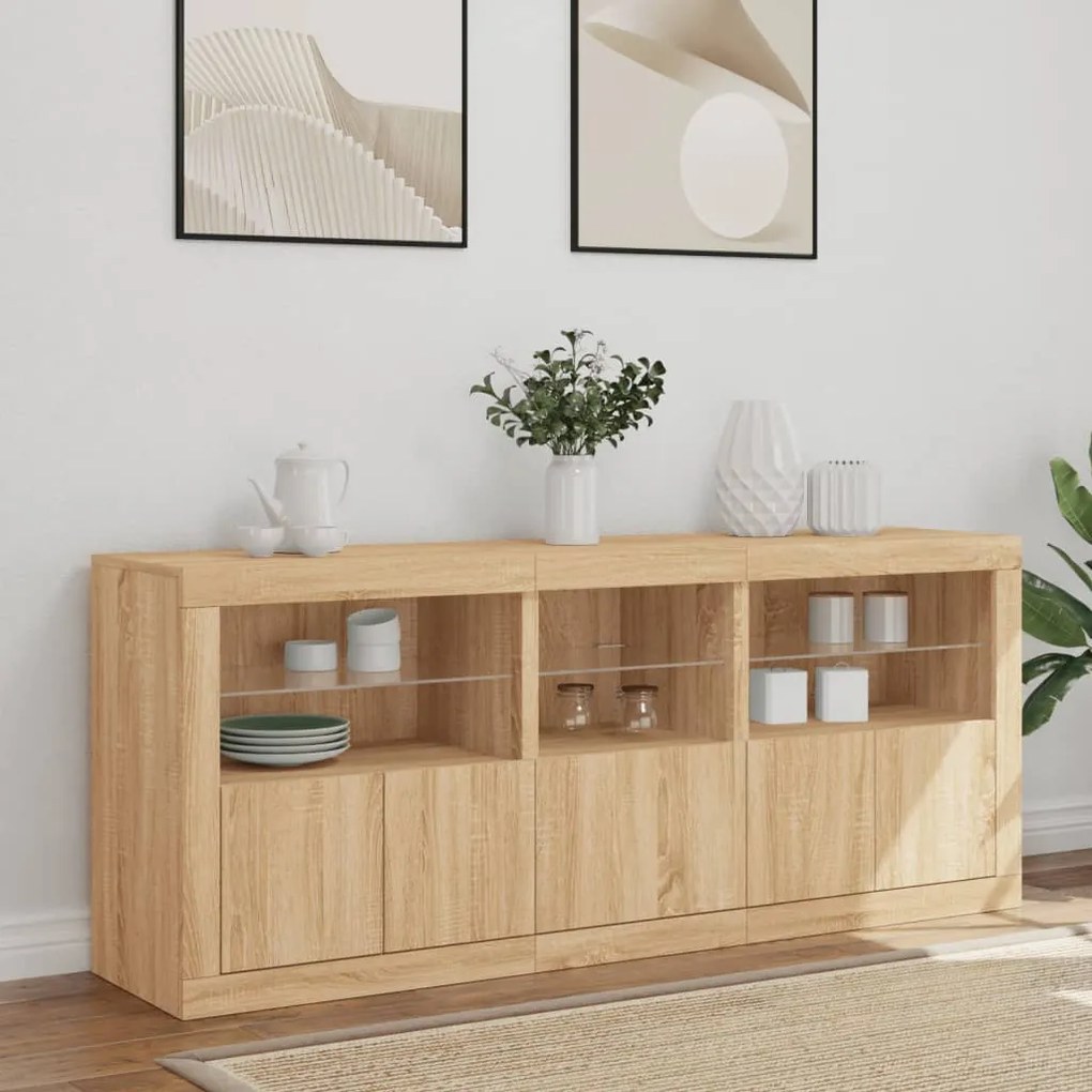 Příborník s LED osvětlením dub sonoma 162 x 37 x 67 cm 3208997