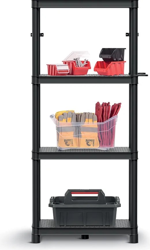 Prosperplast Regál plastový 4 police STACKARO SMALL 58 x 28 x 131,5 cm - černý