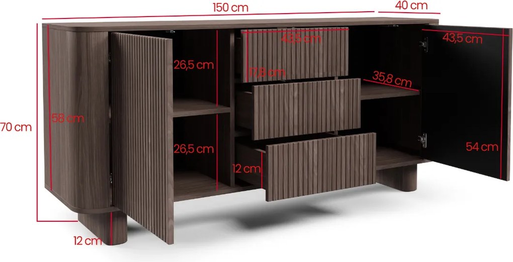 Eka Komoda TRENTINO, 150 cm Barva/ dekor: Kašmír