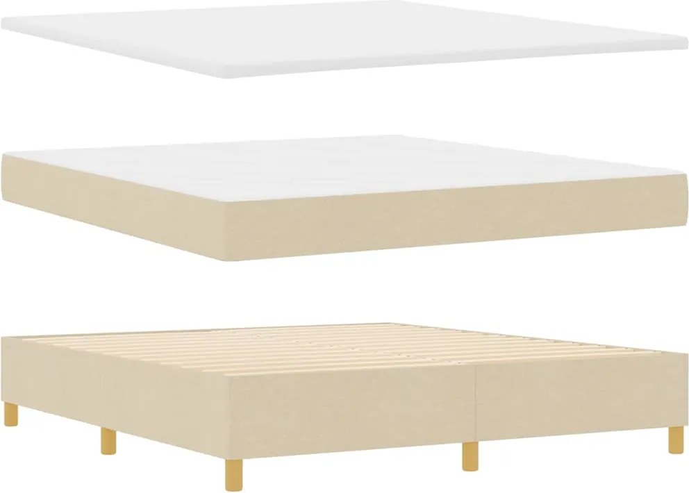 Postel s boxspringem s čelo Krémová 200 x 180 cm textil 3340772