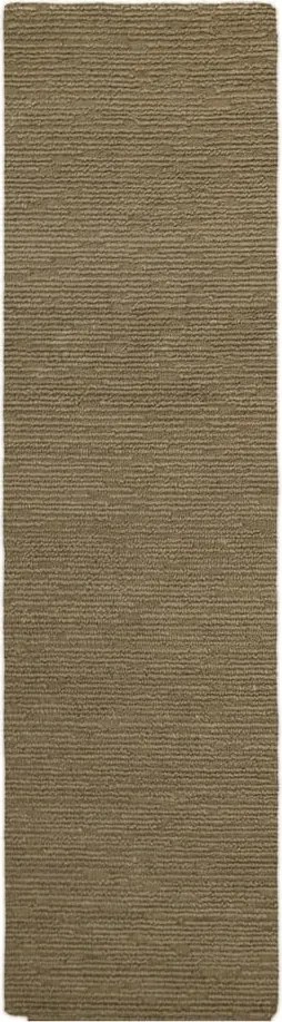 Khaki ručně tkaný vlněný běhoun 80x230 cm Harris Boucle – Flair Rugs
