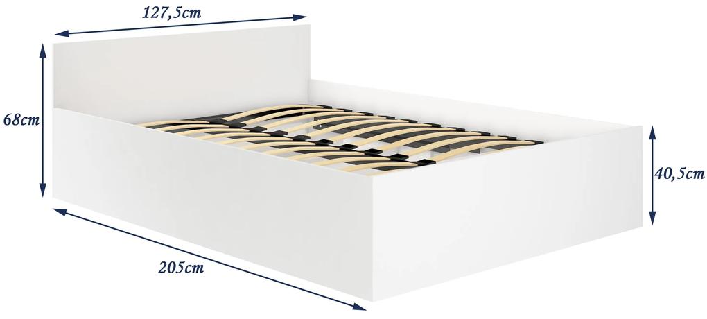 Jednolůžková postel Cezar II (bílá) (s matrací a roštem). 1069139
