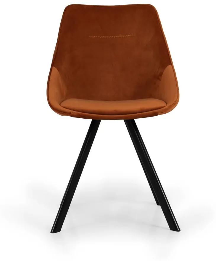 Oranžové sametové jídelní židle v sadě 2 ks Ritz – Tenzo