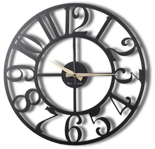 Wallexpert Dekorativní kovové nástěnné hodiny Circle XL, Černá