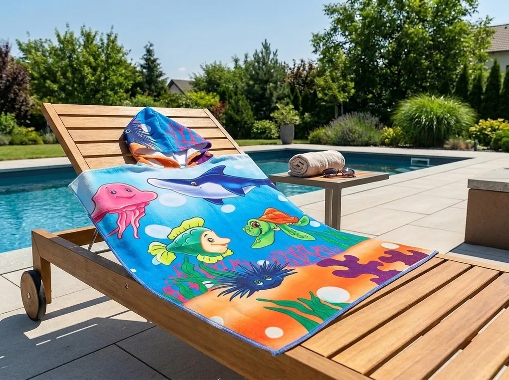 Dětské pončo SEA WORLD barevné Rozměr: 60 x 120 cm