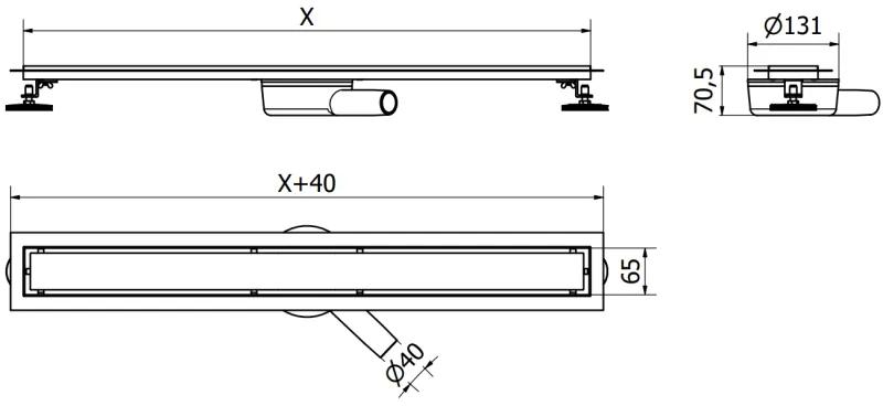 Mexen Flat 360° M13 lineární odtok rotační 2v1 80 cm, Chromovaná - 1010080-40