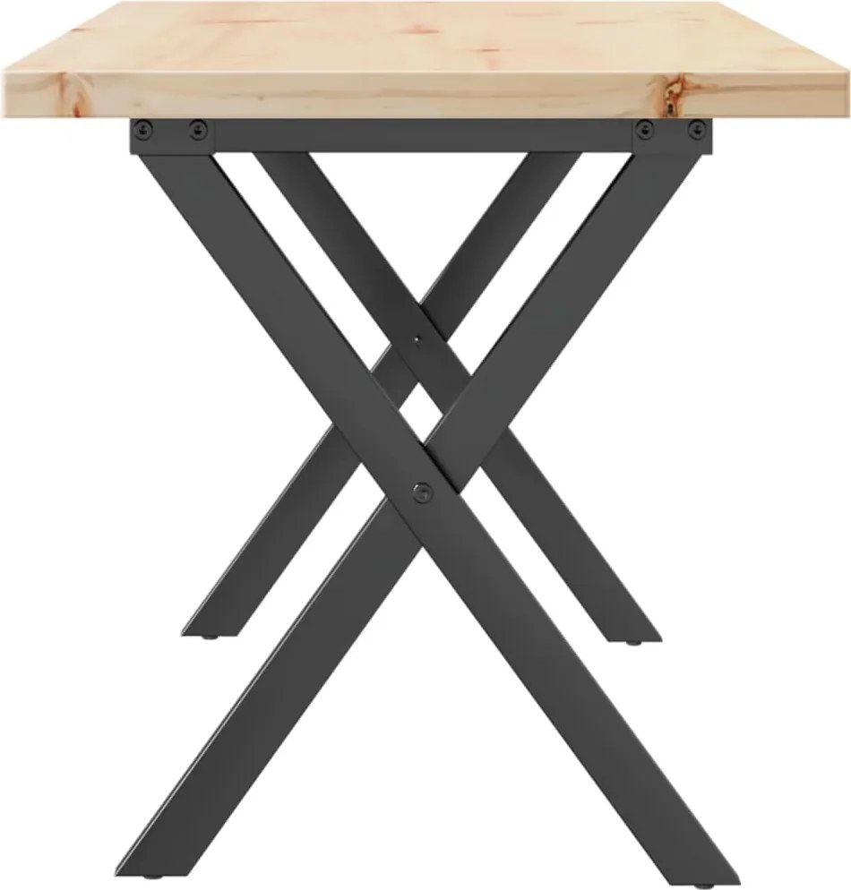 Konferenční stolek s X rámem 90x40x45,5cm borové dřevo a ocel 3282752