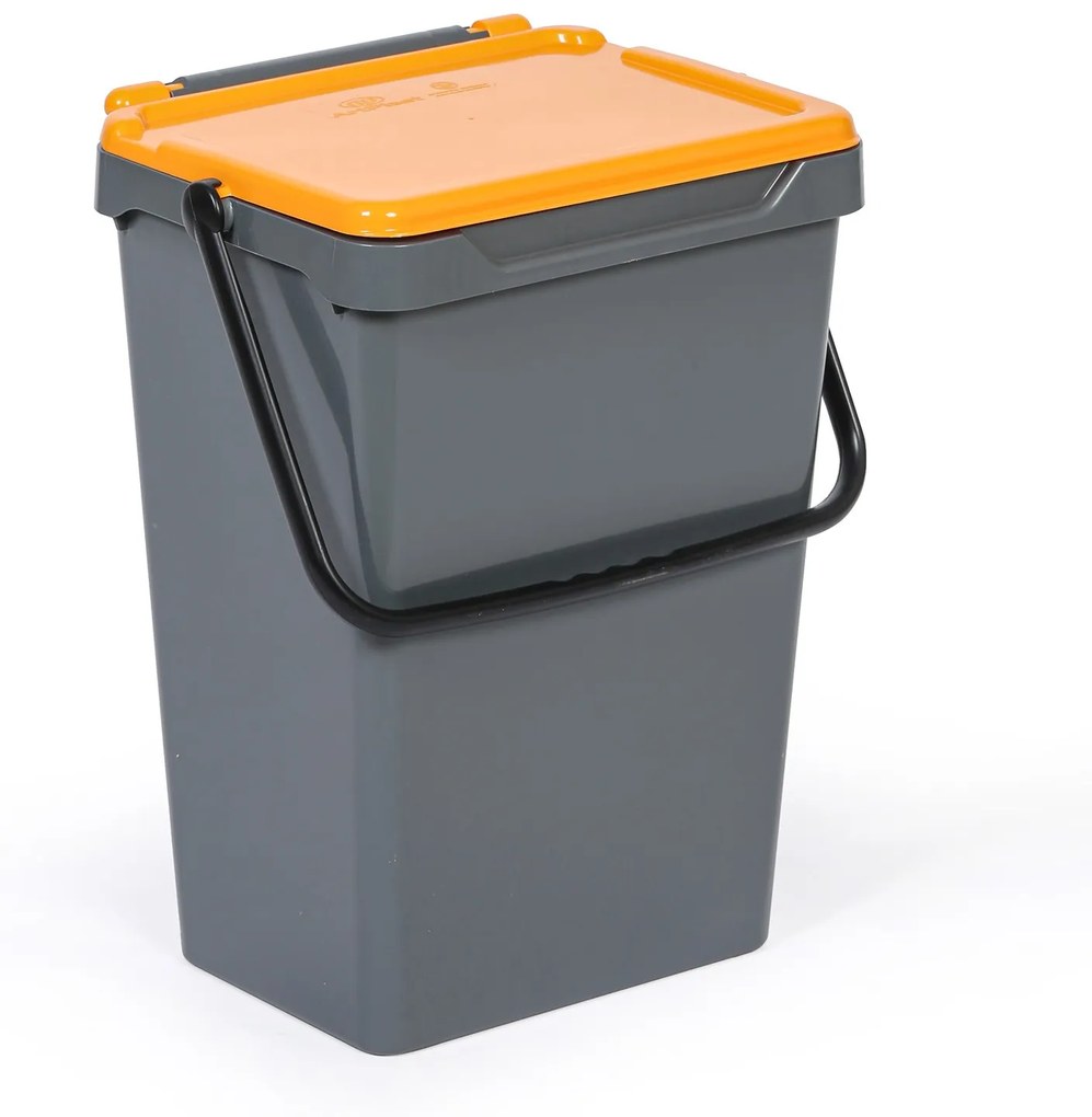 Plastový odpadkový koš pro třídění odpadu, šedá + žlutá, 35 l