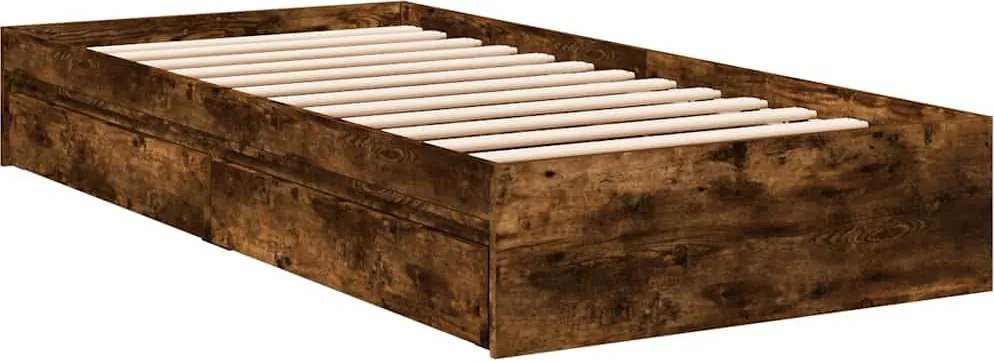 Rám postele se zásuvkami kouřový dub 75x190 cm kompozitní dřevo 3280717