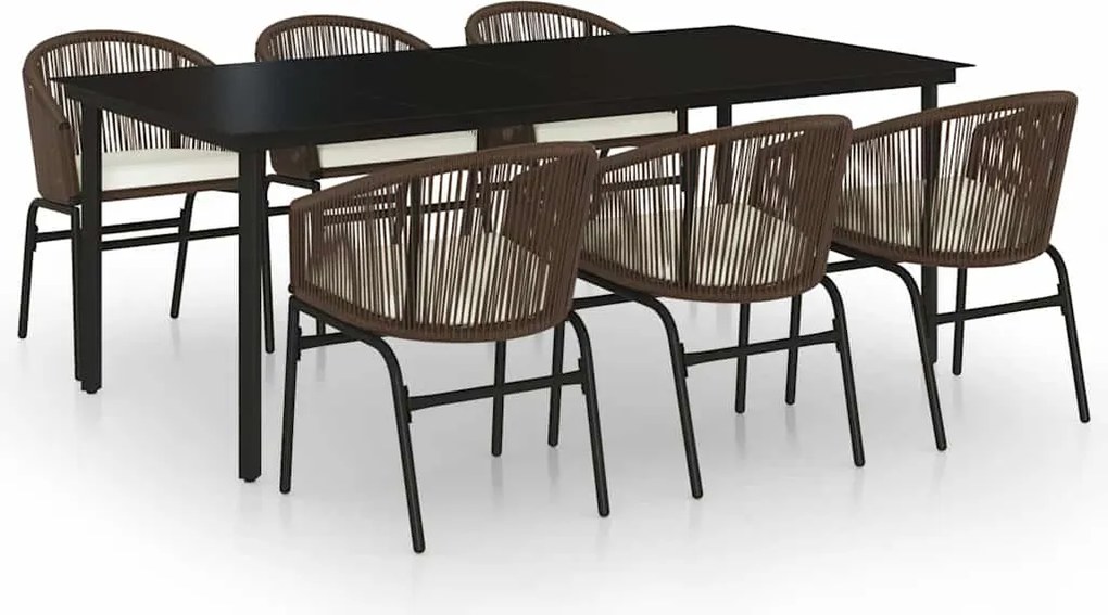 7dílný zahradní jídelní set hnědý 3099231