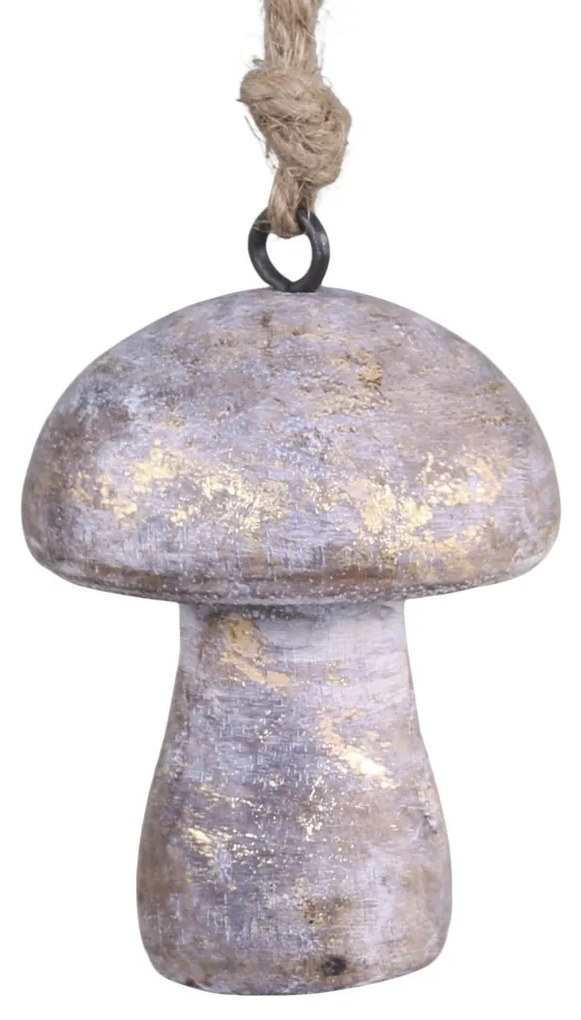 Dřevěná závěsná ozdoba s patinou houbička Mushroom - Ø 5 * 7cm