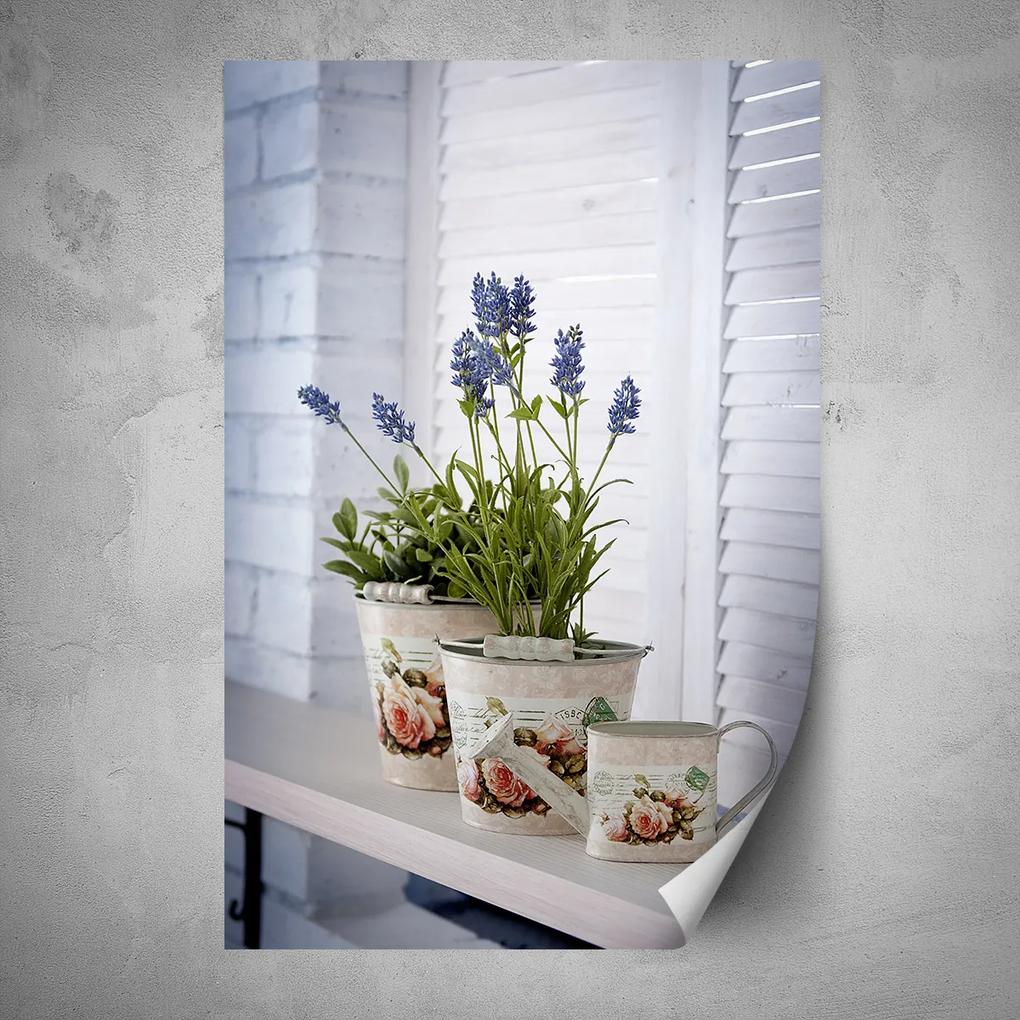 Plakát - Levandule na okně (80x120 cm) - PopyDesign