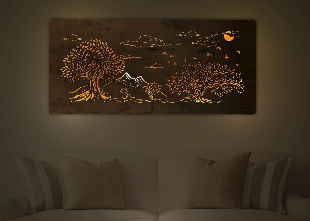 Li-Go "Čtyři duby" světelný obraz 230V 130x60 cm provedení povrchu: bříza