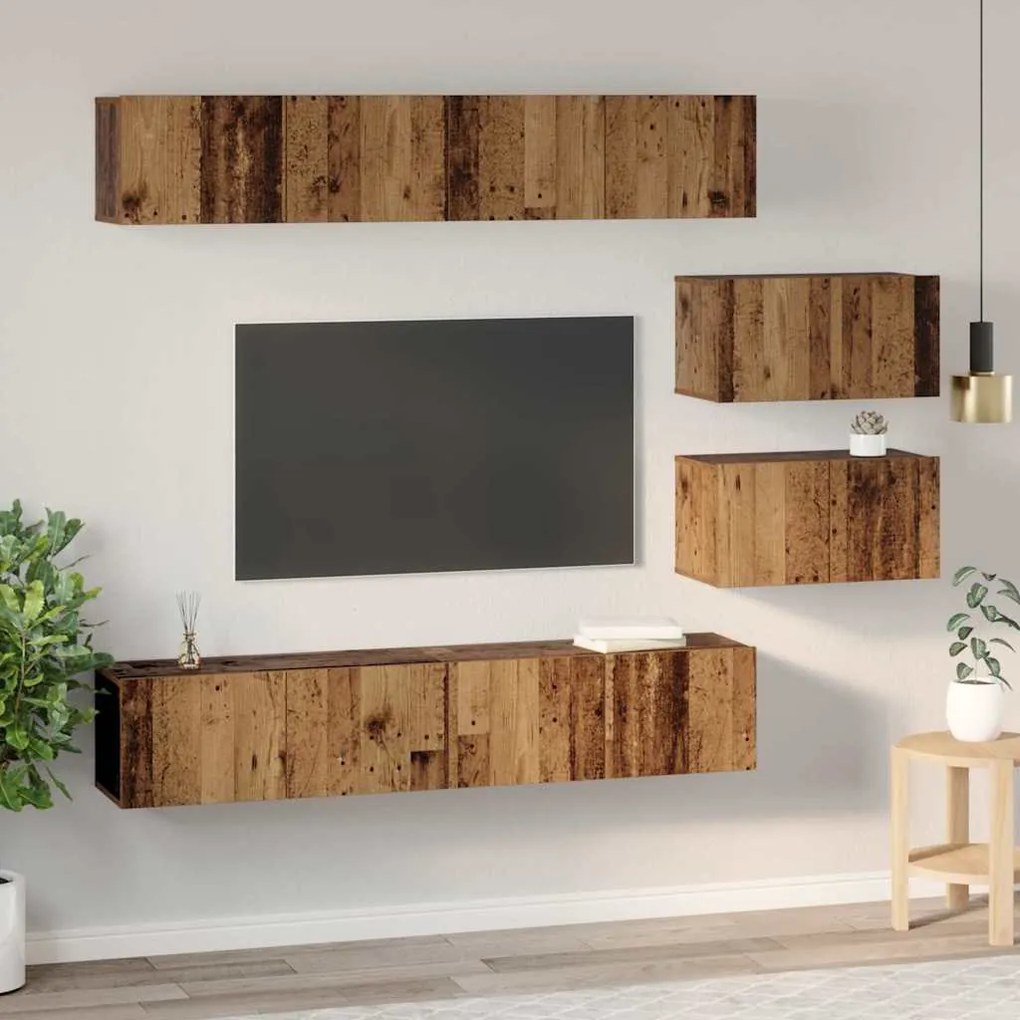 Sestava TV skříněk 6 ks Staré dřevo Kompozitní dřevo 3393159