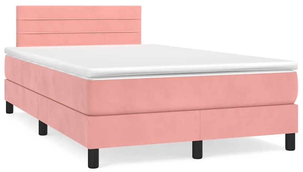 Box spring postel s matrací a LED růžová 120 x 190 cm samet 3270164
