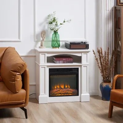 HOMCOM Elektrokamin s 3D LED efektem plamene, topná kapacita 30 m², dálkové ovládání, bílá/černá