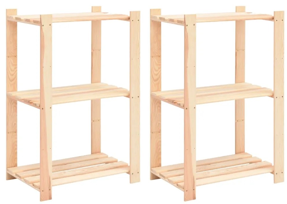 Regály 3 police 2 ks 60 x 38 x 90 cm masivní borovice 150 kg 3051121