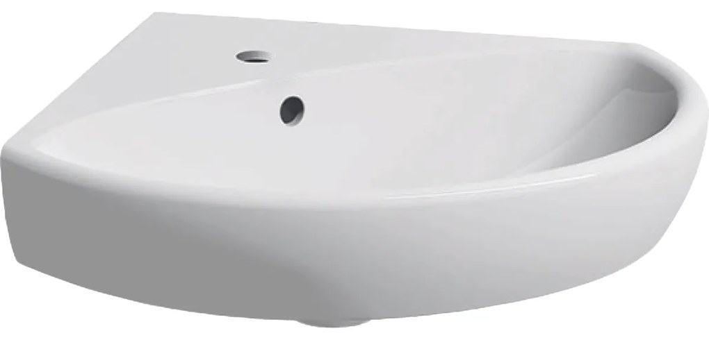 Geberit Selnova - Rohové umývátko 590x560 mm, s 1 otvorem pro baterii, bílá 500.327.01.1