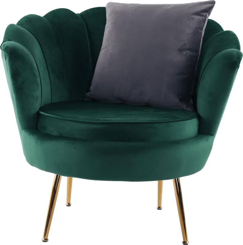 Křeslo ve stylu Art-deco, smaragdová Velvet látka / gold chrom-zlatý, NOBLIN