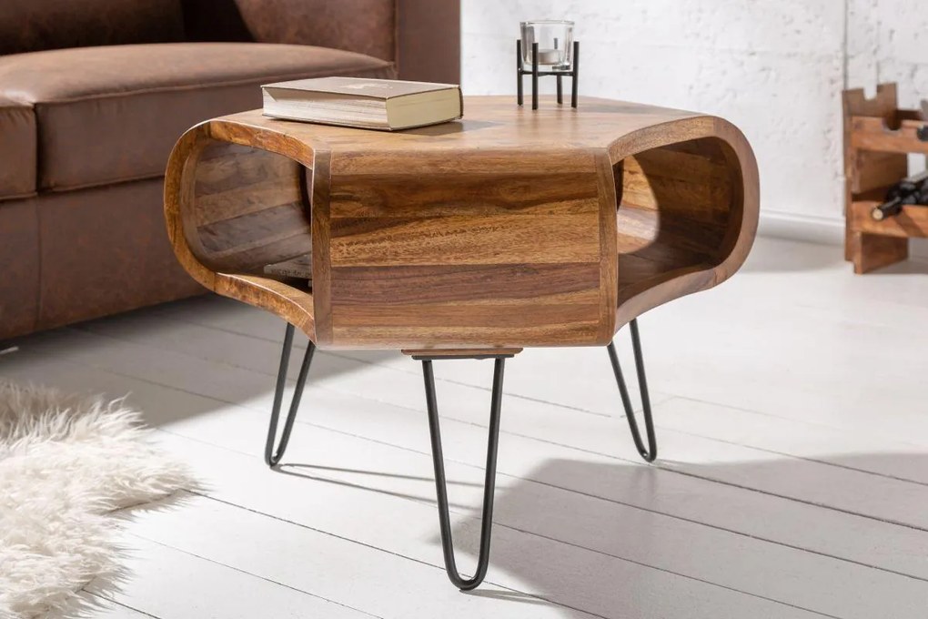 Designový konferenční stolek Lorelei, 70 cm, sheesham