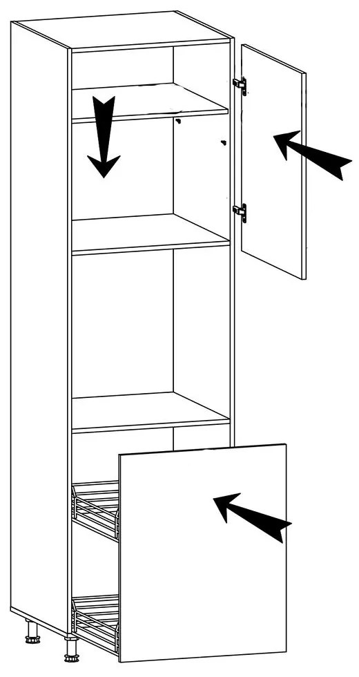 ASPEN gr | skříňka D60P pro vestavnou troubu | PRAVÁ | šedá lesk