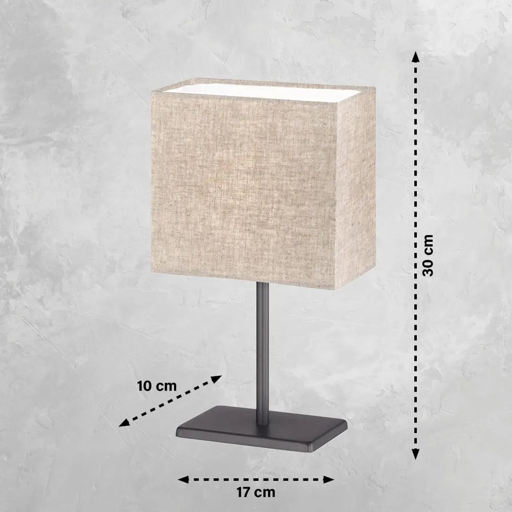 Černo-béžová stolní lampa s textilním stínidlem (výška 30 cm) Kate – Fischer & Honsel