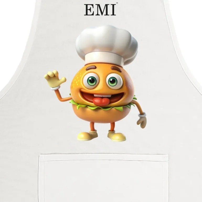 Kuchyňská zástěra Burger EMI, Bílá