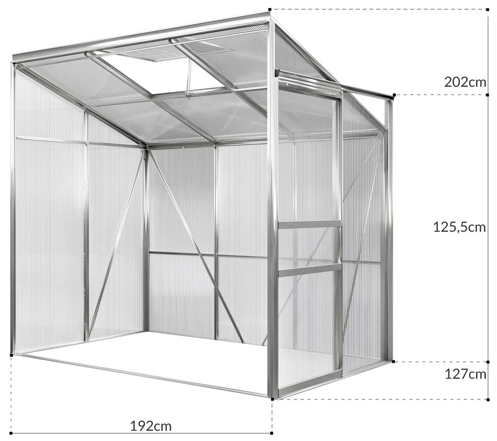 Gardebruk Skleník ke zdi hliník-polykarbonát 2,3 m2 991470