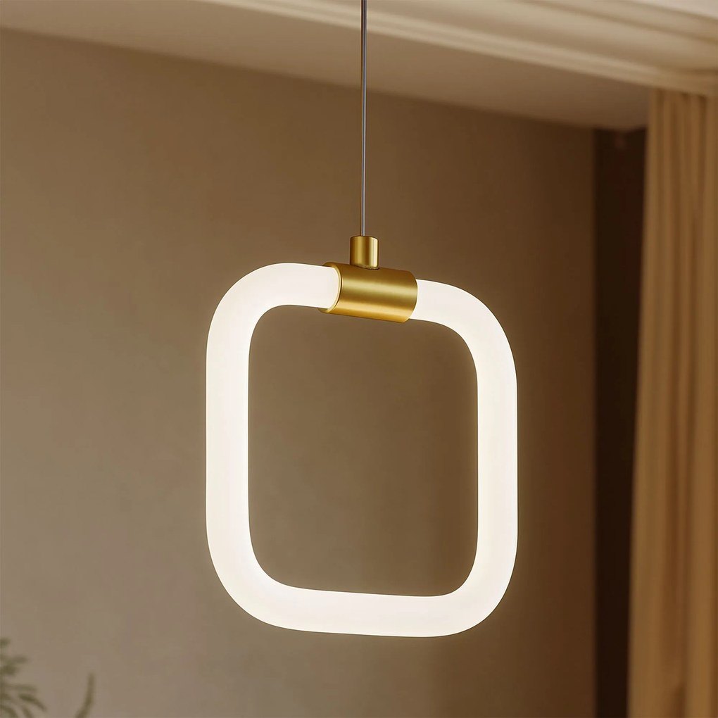 Toolight Toolight, závěsné LED svítidlo 20x20cm, 9W, 3000K, LHJ057-CP1, bílá-zlatá matná, OSW-60030