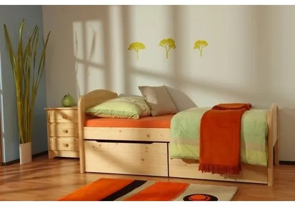 Postel jednolůžko BERGHEN 190 senior, 90x200, masiv smrk