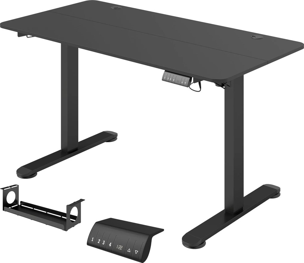 Stůl Vinsetto se stojanem na sezení, elektrický, s ochranou proti nárazu, ochranou proti přehřátí, možnost ukládání, 140x70x72-116cm, dřevotříska, če…
