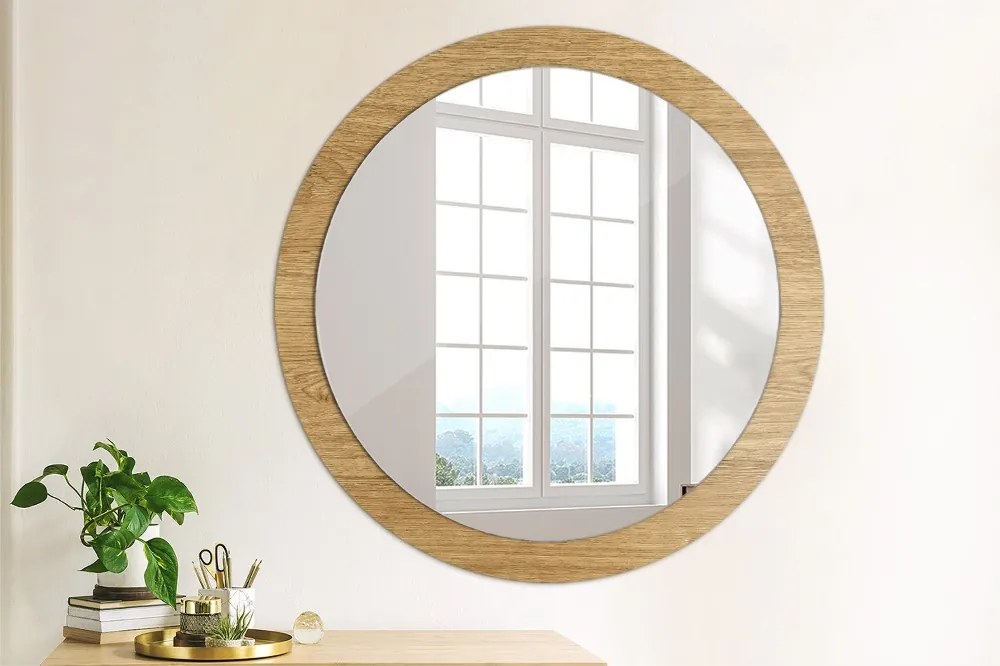 Kulaté dekorativní zrcadlo Textura dřeva fi 90 cm