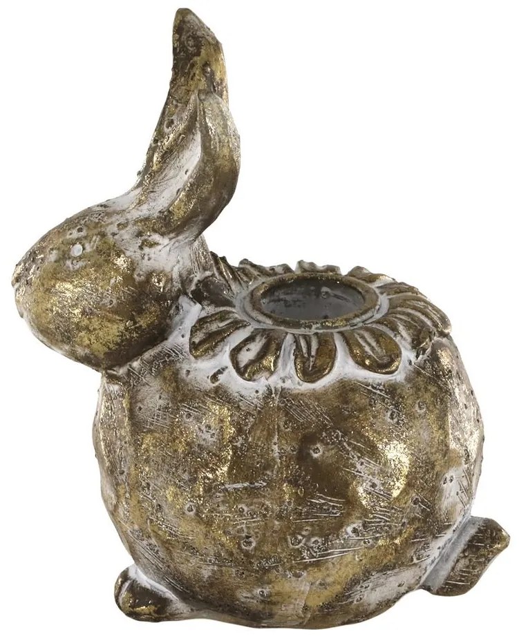Mosazný antik svícen králík na úzkou svíčku Rabbi - 11*7*12 cm