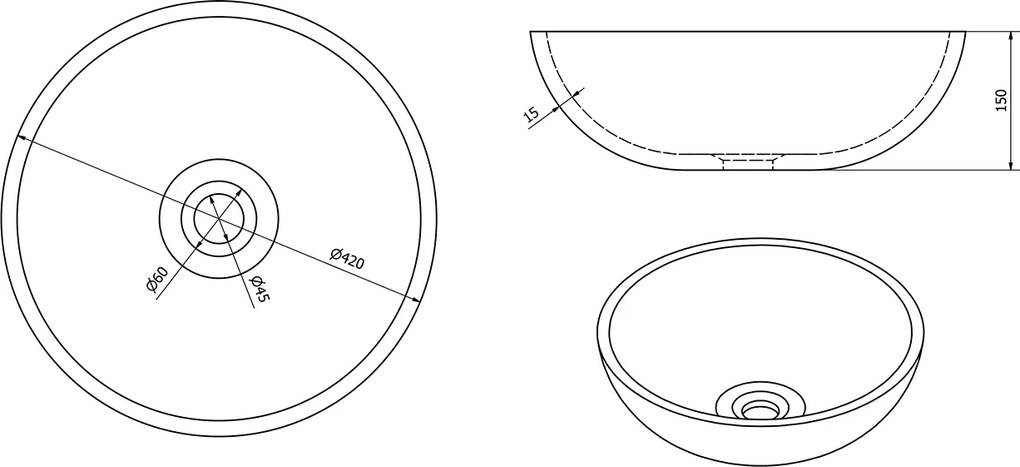 Sapho Priori PI013 umyvadlo O 42 cm zelené